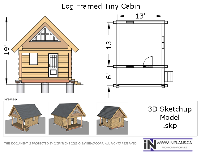3D Model 10714 - 14x20 Log Framed Tiny Cabin | INEAS Corp.